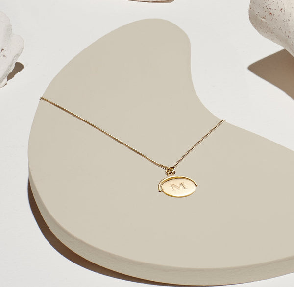 SOLID GOLD "I LOVE YOU" SPINNING DISC NECKLACE - Amy Russell Taylor
